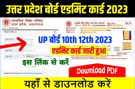 Up Board Admit Card 2023 Link एडमिट कार्ड जारी लिंक Uttar Pradesh