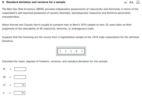 Solved 5 Standard Deviation And Variance For A Sample Аа Аа