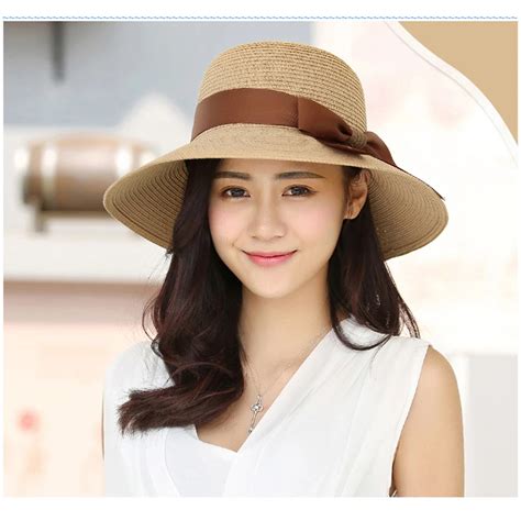 Wide Brim Floppy Bow Straw Hat Summer Beach Sunhat Foldable Sun Cap