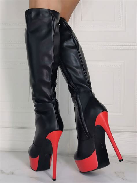 Frauen Schwarz Sexy Stiefel Stiletto Ferse Formelle Abend Oberschenkel