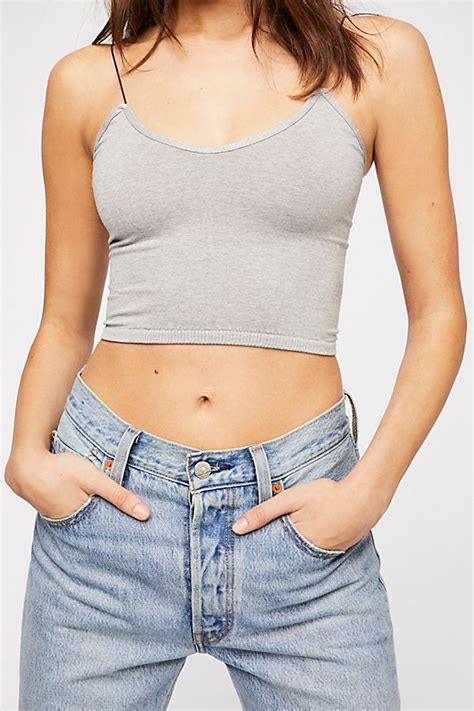 New Free People Womens Skinny Strap Brami Seamless Cami Crop Top Xs L