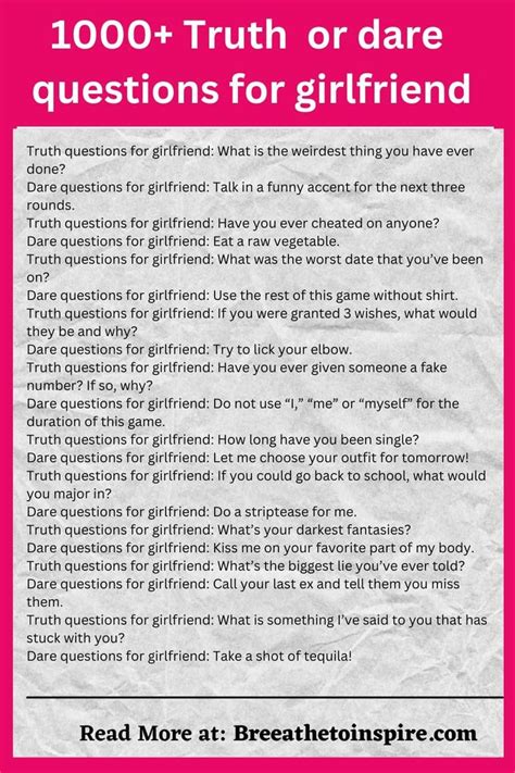 Truth Or Dare Questions For Girlfriend In 2023 Dare Questions Truth