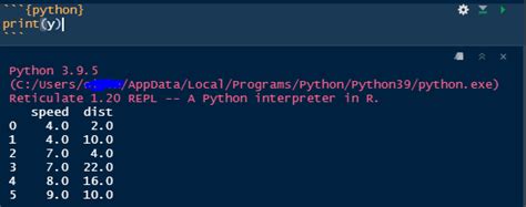 python printing query in r markdown using reticulate