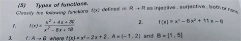 5 Types Of Functions Classify The Following Functions F X