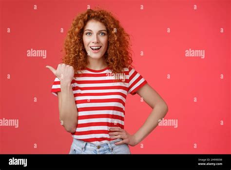 Sassy Good Looking Emotive Happy Smiling Redhead European Female Curly