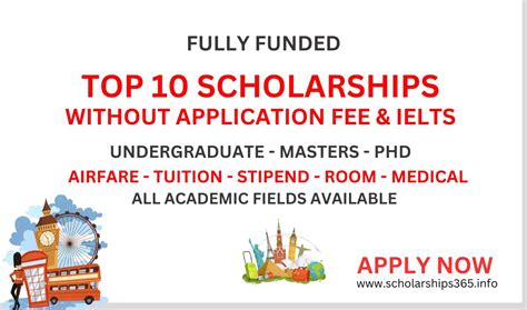 Top 10 Scholarships Without Application Fees And Ielts For 2025 [fully