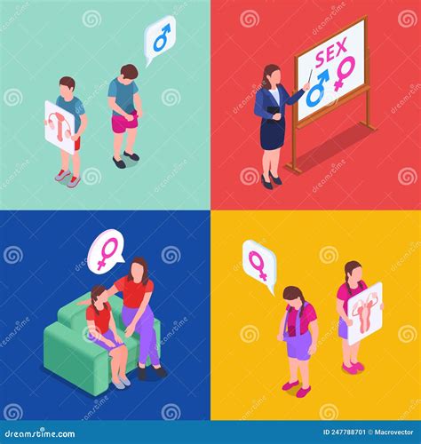Sex Education Isometric Set Stock Vector Illustration Of Healthy