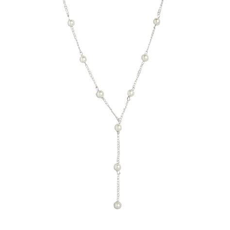 Zaveri Pearls Silver Tone Contemporary Pearls Chain Necklace Earring