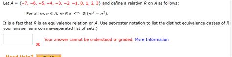 Solved Let A {−7 −6 −5 −4 −3 −2 −1 0 1 2 3} And Define A
