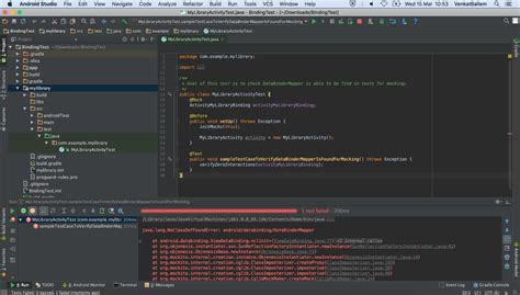 java android databinding tests fails in module noclassdeffounderror