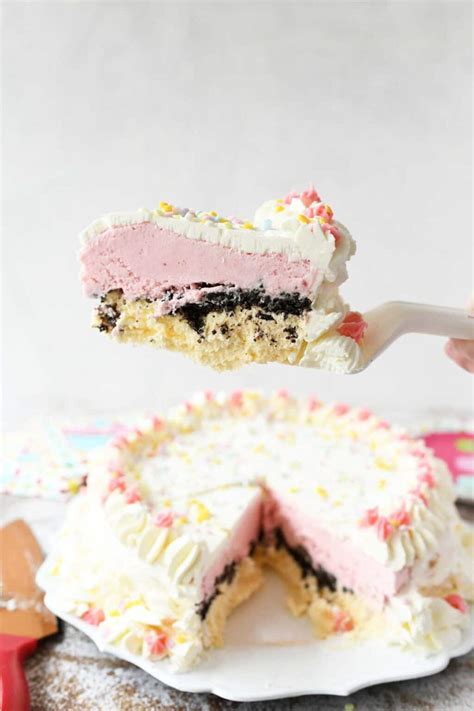 Homemade Strawberry Vanilla Ice Cream Cake Savvy Saving Couple