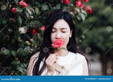 Candid Lifestyle Portrait Of Happy Young Beautiful Asian Woman Enjoying