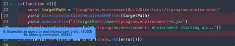 javascript jshint expected an operator but instead saw yield