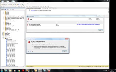 start failed for job error in sql server agent