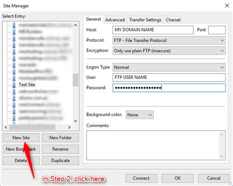 ftp filezilla site manage settings knowledgebase hosting australia