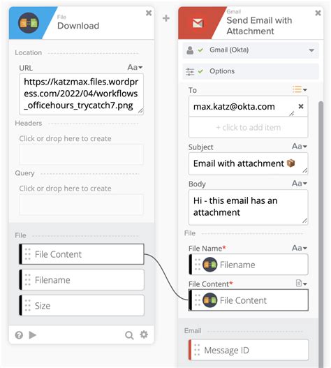 okta workflows how to send an email with an attachment from workflows