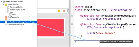ios adding a gesture recognizer in the interface builder