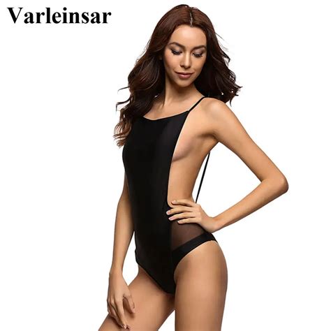 Mesh Splicing Sexy Low Back 2018 One Piece Swimsuit Women Swimwear