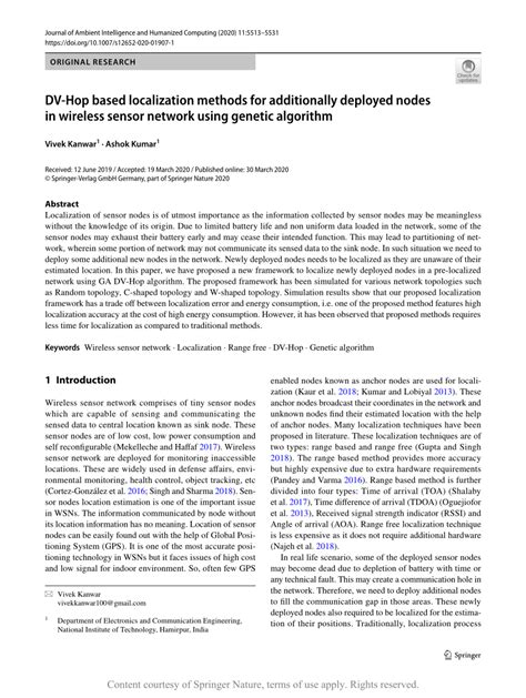 dv hop based localization methods for additionally deployed nodes in