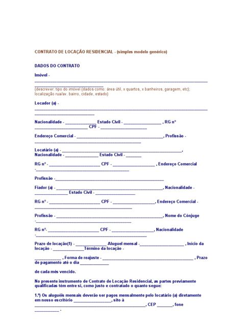 Contrato De LocaÇÃo Residencial