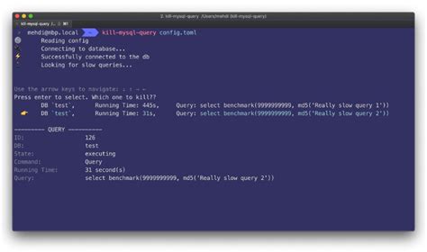 interactively shows long running queries in mysql server