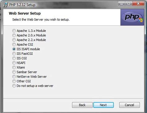 php installation in iis7 web server in windows vista operation system