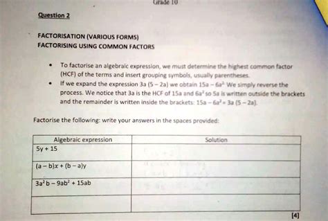 Solved Nude Iu Question 2 Factorisation Various Forms Factorising