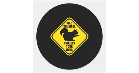 Squirrel Sign Mad Squirrel Protect Your Nuts Squir Classic Round
