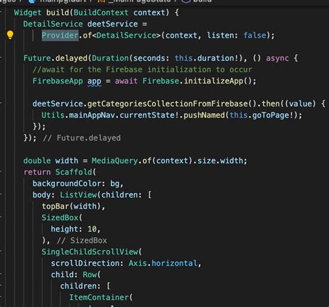 firebase flutter firestore can t find provider in the widget tree