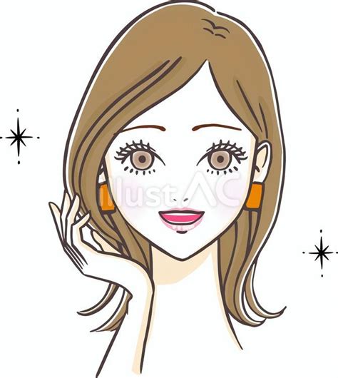 ヘアや肌の美しさを実感し喜ぶ若い女性イラスト No 23173801／無料イラスト フリー素材なら「イラストac」