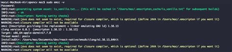 opencv js build error with cmake failed to fetch compiler version