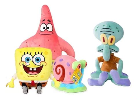 Set Bob Esponja Patricio Estrella Gary Y Calamardo 20 Cm Envío Gratis