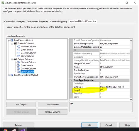 ssis excel data source not taking more characters than 255