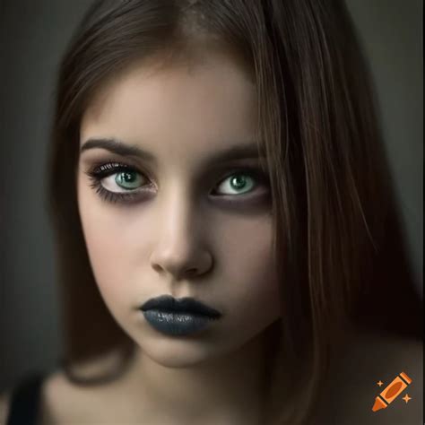 Portrait Of A Dark Haired French Girl With Green Eyes On Craiyon