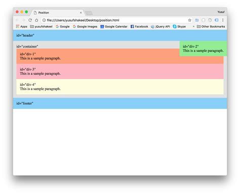 position an html element relative to its container using css stack