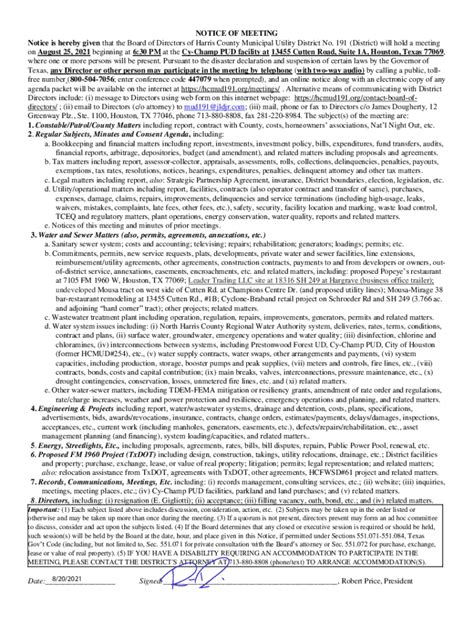 Fillable Online Harris County Municipal Utility District No 49 Notice