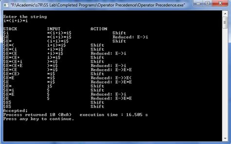operator precedence parsing program in c c program to implement