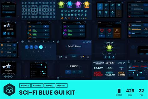 gui kit scifi blue free download unity asset collection