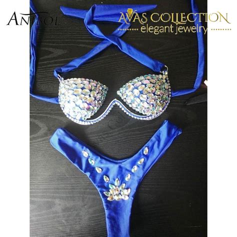 Luxury Rhinestone Thong Bikini 2018 Crystal Diamond Swimsuit Push Up