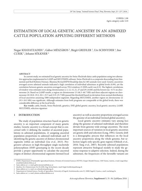 Pdf Estimation Of Local Genetic Ancestry In An Admixed Cattle