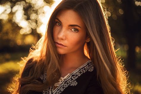Face Sunlight Women Model Portrait Depth Of Field Long Hair