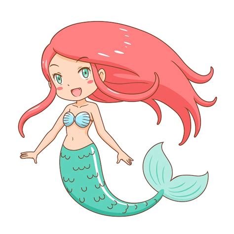 Cartoon Character Of Cute Mermaid Girl Premium Vector