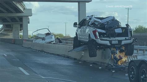 Boat Launches Off Trailer After Pickup Truck Crashes Into Barrier On