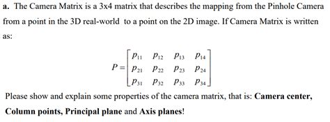 Image result for Camera Matrix Example