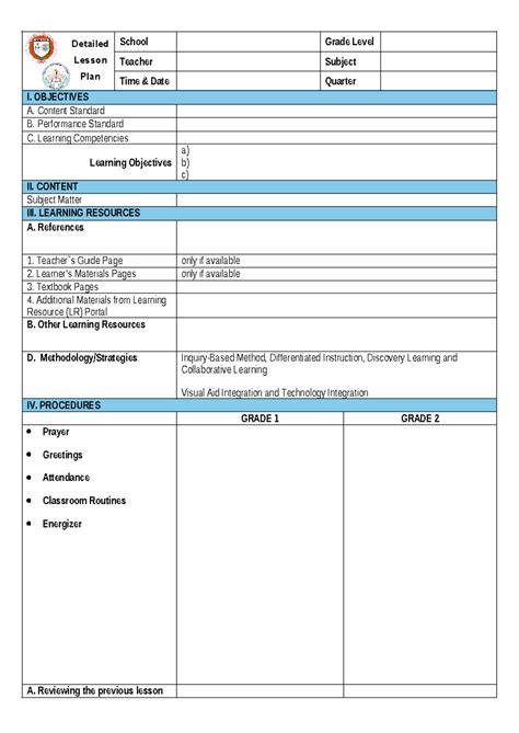 Image result for Lesson Plan Format