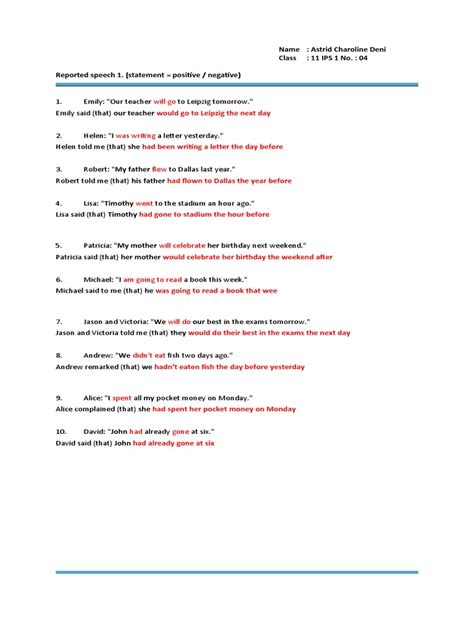 Reported Speech | PDF