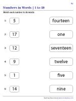 Number Words Match Up for 1-20 - ESL worksheet by elowe - Worksheets ...