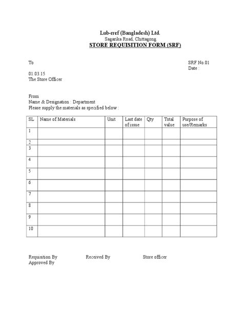 Image result for Store Requisition Form
