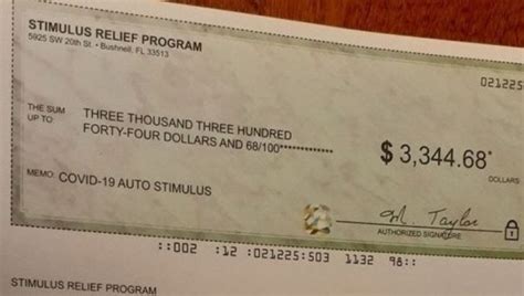 Image result for Stimulus Check Format