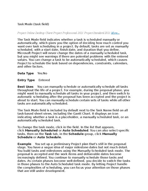 Image result for Task Mode Off in MS Project